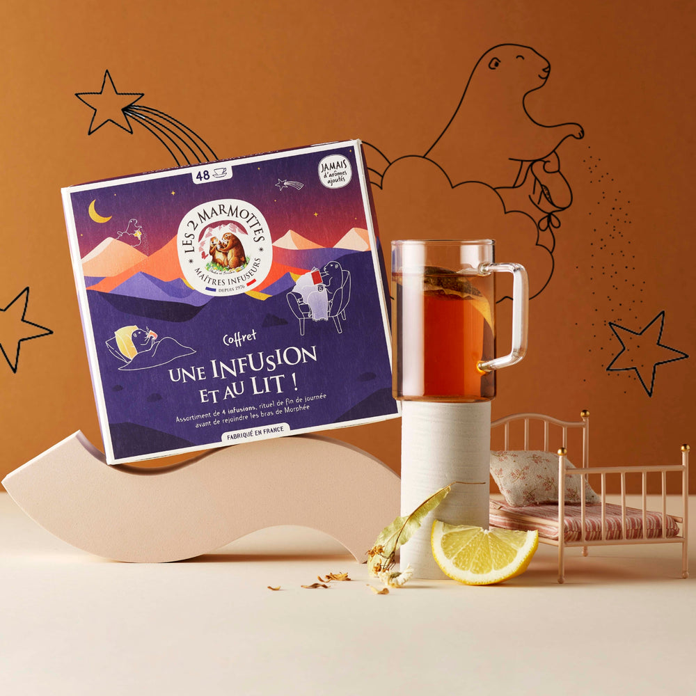Coffret cadeau tisane | Coffret Une Infusion et au lit ! Les 2 Marmottes