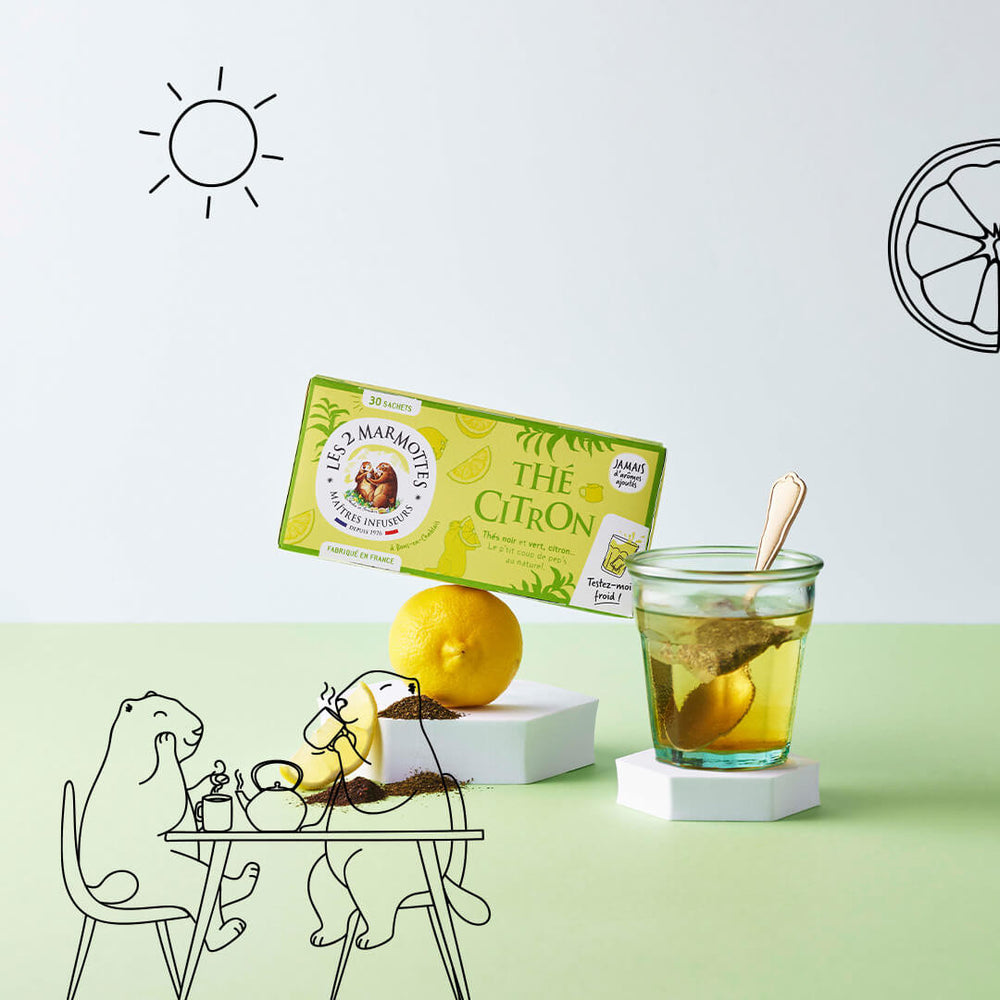 Thé citron bio | Thé noir et vert au citron bio Les 2 Marmottes